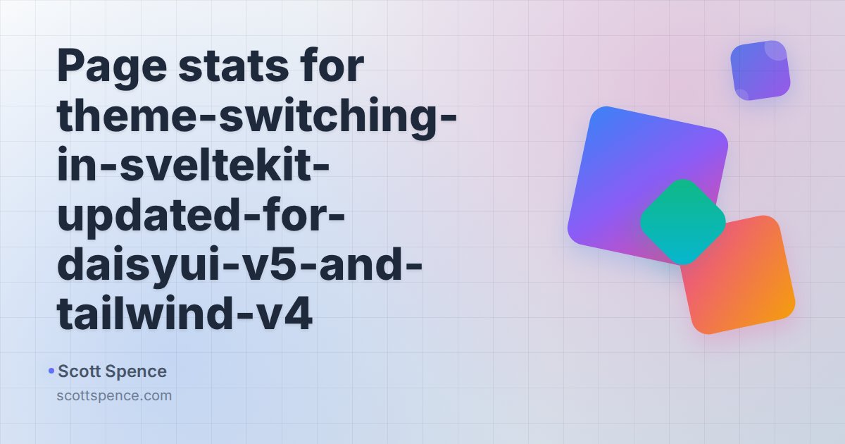 Page stats for theme-switching-in-sveltekit-updated-for-daisyui-v5-and-tailwind-v4 - Scott Spence