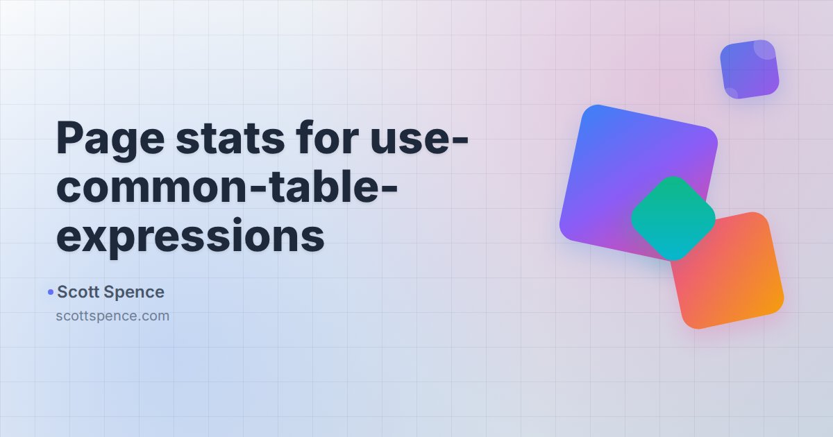 Page stats for use-common-table-expressions - Scott Spence
